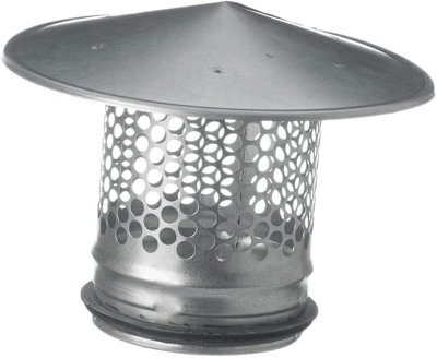 Galvanised Steel Chimney Cowl 100mm with Metal Mesh and Rubber Gasket ...