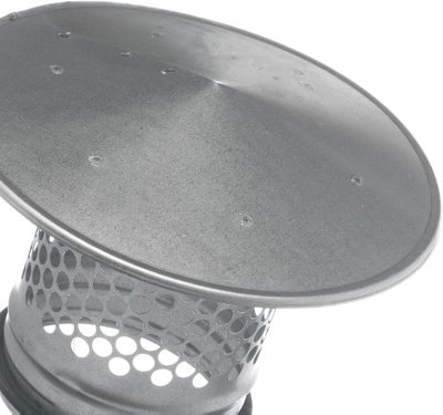 Galvanised Steel Chimney Cowl 100mm with Metal Mesh and Rubber Gasket ...