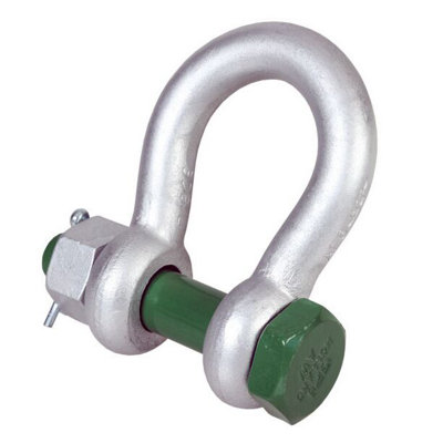 Galvanised Steel Green Pin 2TON WLL Pin Bow Safety Lifting Shackle With ...