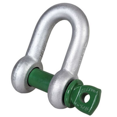 Galvanised Steel Green Pin 2TON WLL Pin D / Dee Safety Lifting Shackle ...