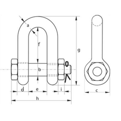 Galvanised Steel Green Pin 2TON WLL Pin Dee / D Safety Lifting Shackle ...