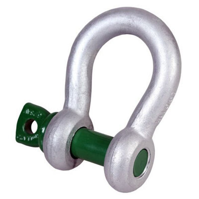 Galvanised Steel Green Pin 6.5TON WLL Pin Bow Safety Lifting Shackle ...