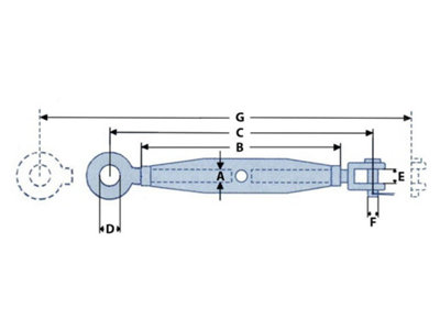 Galvanised Straining Rigging Screw Eye Jaw 8MM (5/16") (Closed Body ...