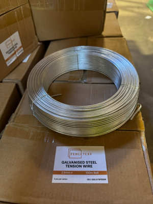 Galvanised Tension Wire 2.5mm x 100m Roll Strong Fence & Garden Support ...