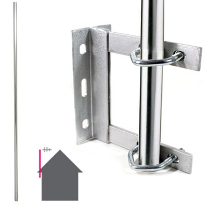 GALVANISED TV Aerial Wall Mounting Kit Straight 6 Foot Pole Mast ...