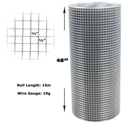 Galvanised Welded Wire Mesh for Aviary Hutches Fencing Run Coop 1/2in x ...