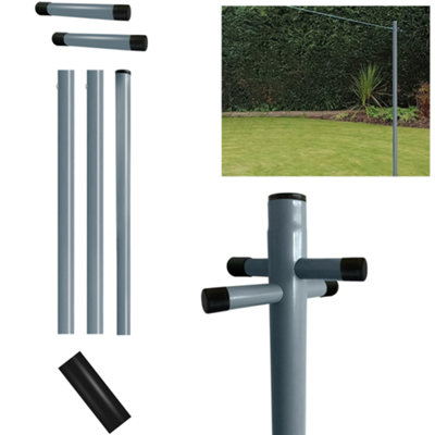 Galvanized 2.4m Washing Line Post Pole Heavy Duty Clothes Support With ...