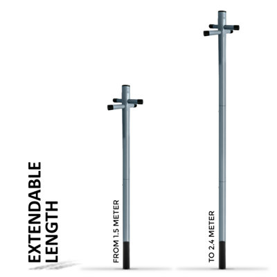 Galvanized 2.4m Washing Line Post Pole Heavy Duty Clothes Support With ...