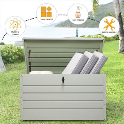 GALVANIZED STEEL WATERPROOF LOCKABLE OUTDOOR GARDEN DECK STORAGE BOX ...