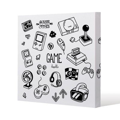 Game doodles (Canvas Print) / 114 x 114 x 4cm
