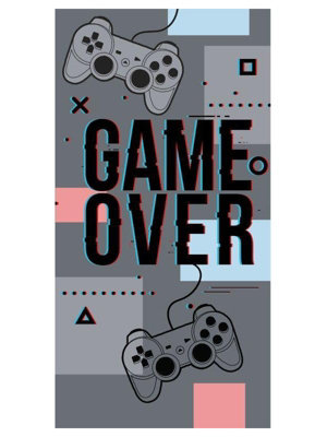 Game Over Grey Cotton Beach Towel at B&Q