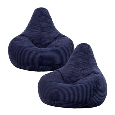 Gaming Bean Bag Recliner Jumbo Cord Navy