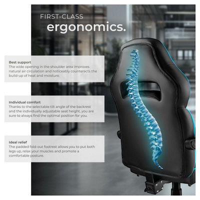Gaming Chair Comodo - ergonomic shape, footrest, adjustable backrest ...