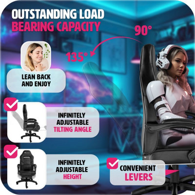 Gaming Chair Comodo - ergonomic shape, footrest, adjustable backrest ...