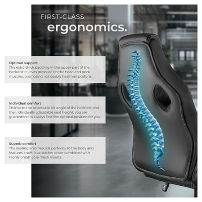 Gaming Chair Mike - ergonomic shape, thick padding, stepless height ...