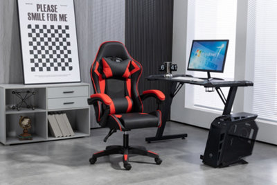 Gaming Chair Red Recliner with Adjustable Height Lumbar Support Padded ...