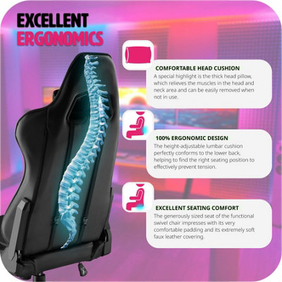 Gaming Chair Stealth - ergonomic shape, adjustable backrest - black