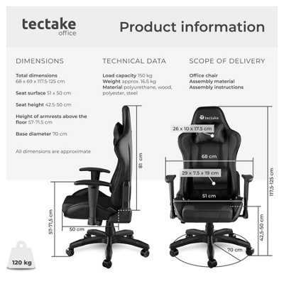 Gaming Chair Stealth - ergonomic shape, adjustable backrest - black