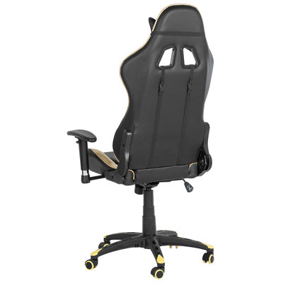 Gaming Chair Swivel KNIGHT Faux Leather Gold