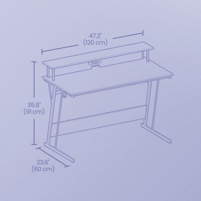 GAMING DESK WITH LED LIGHTS AND BUILT-IN POWER OUTLETS, COMPUTER DESK ...