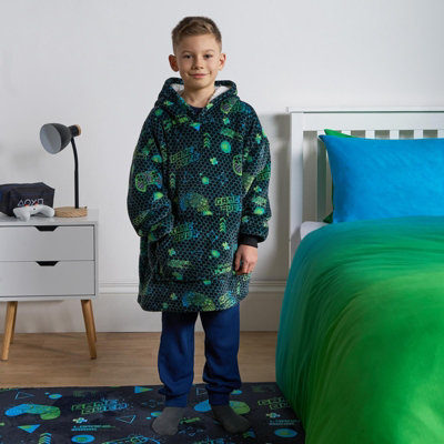 Gaming Hoodie Blanket Oversized Wearable Throw Plush Jumper Supersoft Gamer