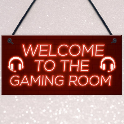Gaming Room Sign Welcome Sign For Man Cave Boys Bedroom Gamer Christmas ...