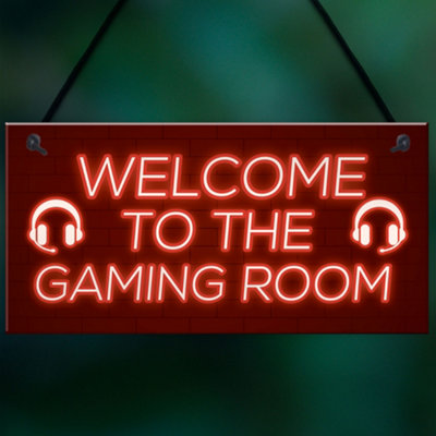 Gaming Room Sign Welcome Sign For Man Cave Boys Bedroom Gamer Christmas ...