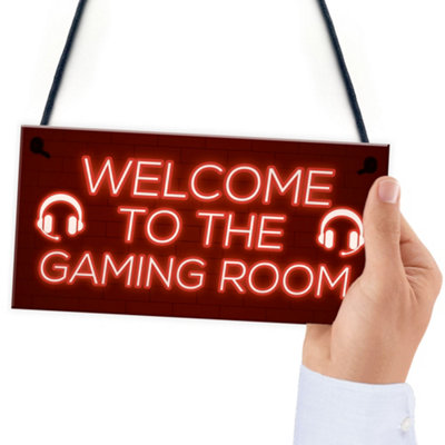 Gaming Room Sign Welcome Sign For Man Cave Boys Bedroom Gamer Christmas ...