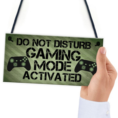 Gaming Sign Hanging Plaque For Boys Bedroom Man Cave Games Room Retro ...