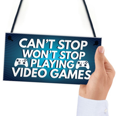 Gaming Sign Retro Hanging Plaque For Boys Bedroom Man Cave Sign Gift ...