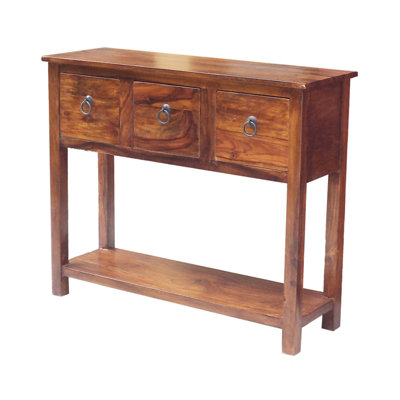Ganga 3 Drawer Console Table - Sheesham Wood - L30 x W90 x H75 cm ...