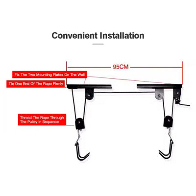 Garage Bike Hoist Pulley System, 60kg Overhead Bike Storage