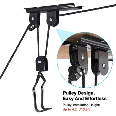 Garage Bike Hoist Pulley System, 60kg Overhead Bike Storage