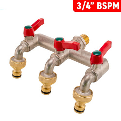 garden 3 way manifold with 25mm mdpe water supply pipe backplate
