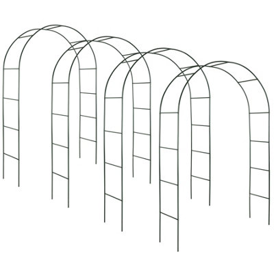 Garden Arch Set of 4 - steel rose arches, 140 x 40 x 240 cm - green