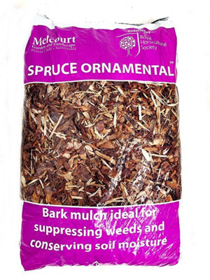 Garden Bark 60L bag of Melcourt's RHS Spruce Ornamental Bark for Weed ...