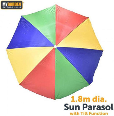 Garden Beach Patio Tilting Parasol - Multi-Coloured