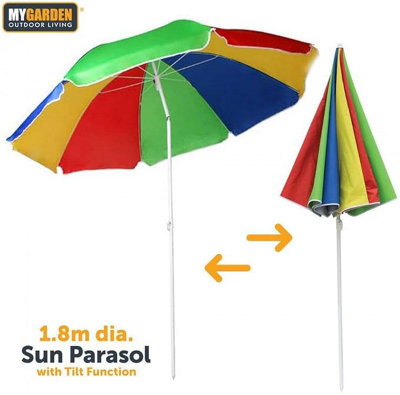 Garden Beach Patio Tilting Parasol - Multi-Coloured