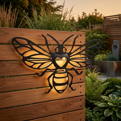 Garden Bee Motif Solar Powered Wall Art