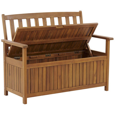 Garden Bench SOVANA 120 cm with Storage Acacia Wood Brown