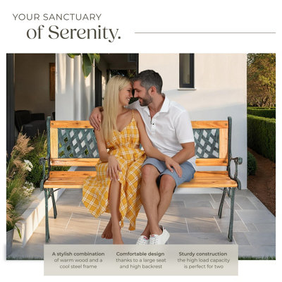 Garden Bench Tamara - 2-seater, weatherproof, 128 x 51 x 73 cm - brown