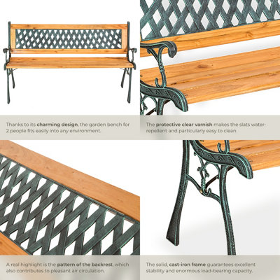 Garden Bench Tamara - 2-seater, weatherproof, 128 x 51 x 73 cm - brown