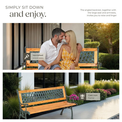 Garden Bench Tamara - 2-seater, weatherproof, 128 x 51 x 73 cm - brown