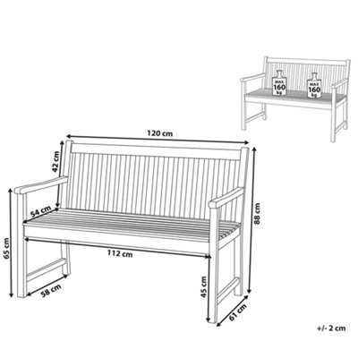 Garden Bench VIVARA 120 cm Certified Acacia Wood Light Brown