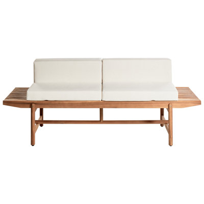 Garden Bench with Cushion GIAVENO 210 cm Acacia Wood Off-White