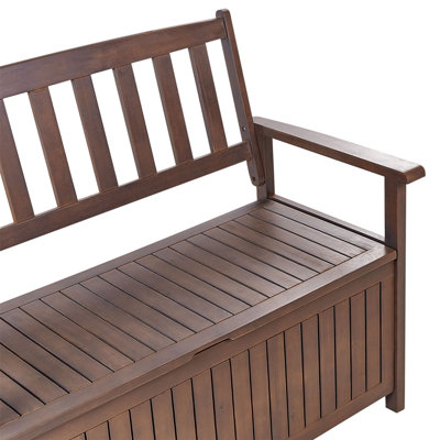 Garden Bench with Cushion SOVANA 120 cm with Storage Acacia Wood White