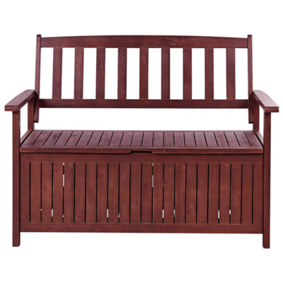 Garden Bench with Cushion SOVANA 120 cm with Storage Acacia Wood White