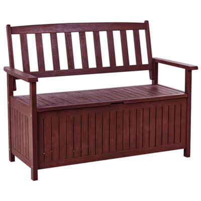 Garden Bench with Cushion SOVANA 120 cm with Storage Acacia Wood White