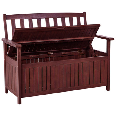 Garden Bench with Cushion SOVANA 120 cm with Storage Acacia Wood White