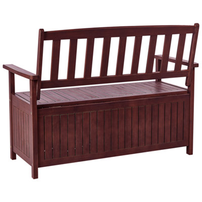 Garden Bench with Cushion SOVANA 120 cm with Storage Acacia Wood White